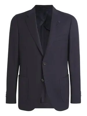 LARDINI Virgin Wool Blazer - Navy
