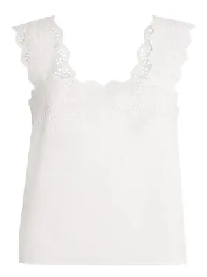 FRAME Eyelet Tank Top - White