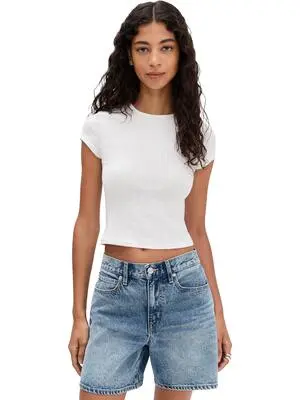 Free People Pointelle Jersey Baby Tee - Oatmeal