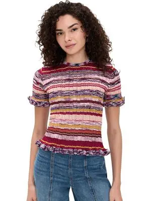 Ulla Johnson Miya Short Sleeve Knit Top - Prism