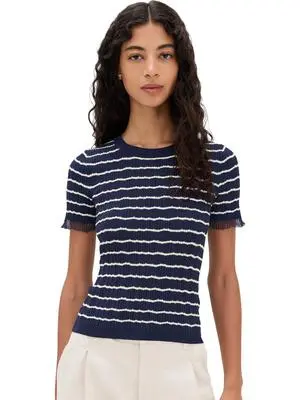 Rag & Bone Chiara Stripe Short Sleeve Top - Indigo
