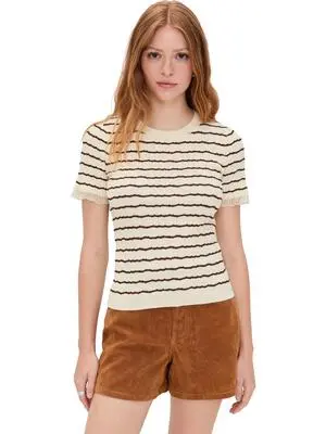 Rag & Bone Chiara Stripe Short Sleeve Top - Ivory