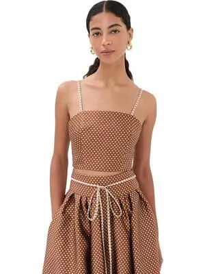 Rosie Assoulin Halfway There Crop Top - Brown/cream