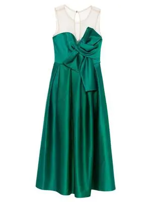 NISSA Bow-detail Midi Dress - Green