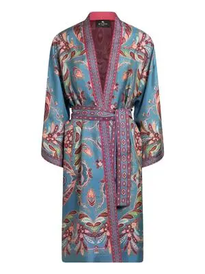 Etro Paisley-print Belted Coat - Blue