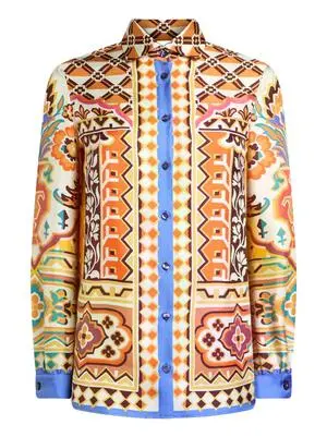 Etro Printed Silk Shirt - Yellow