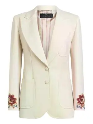 Etro Floral-embroidered Blazer - Neutrals