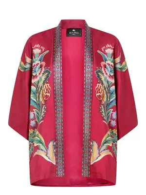 Etro Floral-print Open-front Top - Red