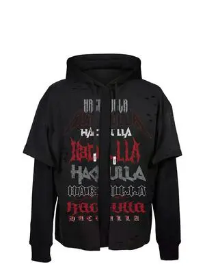 HACULLA. Graphic Distressed Hoodie - Black