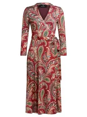 Etro Paisley-print Wrap Midi Dress - Red