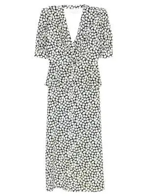 Alessandra Rich Floral-print Midi Dress - Black