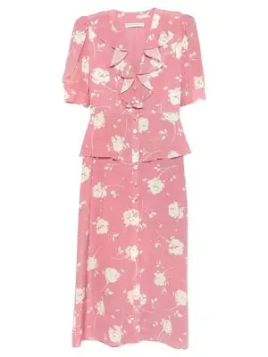 Alessandra Rich Floral-print Midi Dress - Pink