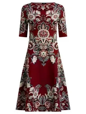Etro Jacquard Floral Midi Dress - Red