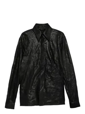 LỰU ĐẠN Crumpled Leather Shirt