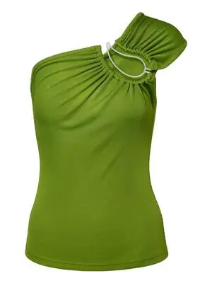 Christopher Esber Paisley Asymmetric Gathered Top - Green