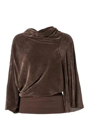 Rick Owens Draped Crêpe Top - Brown
