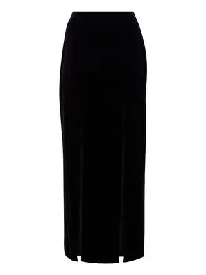 Nina Ricci Cotton Velvet Maxi Skirt - Black