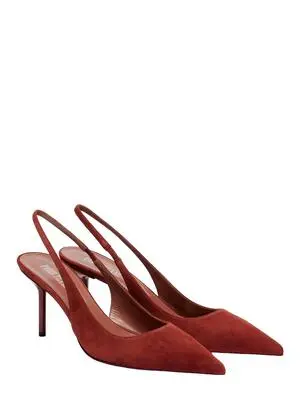 Paris Texas Lidia 70 Suede Slingback Pumps - Red