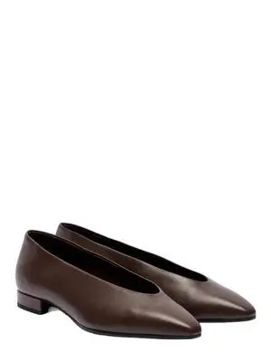 Loro Piana Rebecca Leather Ballet Flats - Burgundy