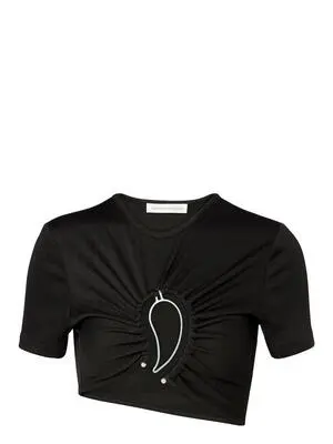 CHRISTOPHER ESBER Paisley Cropped Gathered T-Shirt