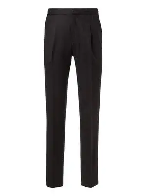 Rubinacci Virgin Wool Flannel Tapered Pants - Black