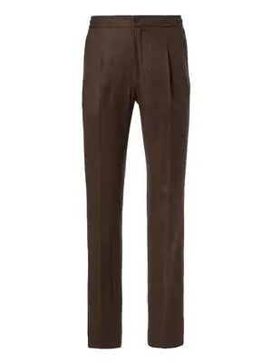 Rubinacci Virgin Wool Flannel Tapered Pants - Brown