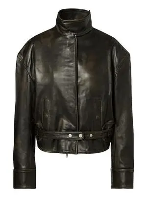 Christopher Esber Burnished Eddie Leather Bomber Jacket - Black