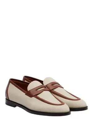 Loro Piana Sergio Leather-trimmed Penny Loafers - Neutrals