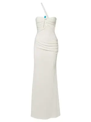 Christopher Esber Crystal Pin Cutaway Embellished Maxi Dress - White