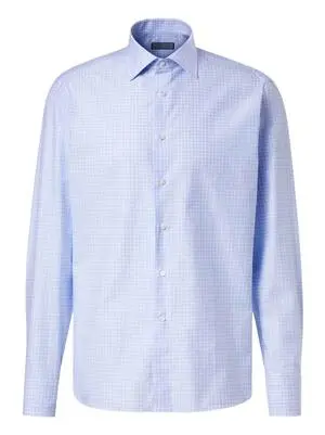 Canali Checked Cotton Poplin Shirt - Blue