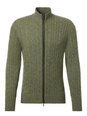Loro Piana Cable-knit Cashmere Zip-up Sweater - Green