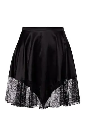 Nina Ricci Lace-trimmed Satin Miniskirt - Black