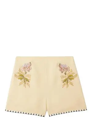 Valentino Garavani Embroidered Canvas Shorts - Cream