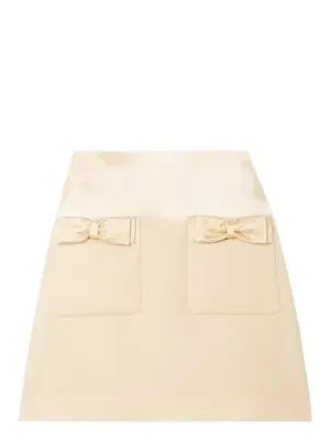 Valentino Garavani Bow-detailed Wool And Silk-blend Mini Skirt - Cream