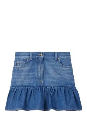 Valentino Garavani Ruffled Denim Mini Skirt - Blue