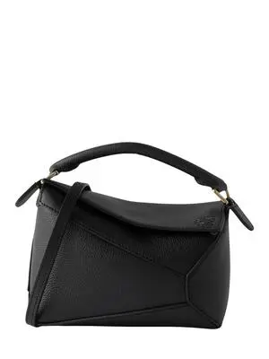 Loewe LOEWE Puzzle Edge Mini Textured-Leather Shoulder Bag Black
