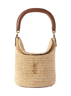 Saint Laurent Gaby Raffia Bucket Bag - Neutrals