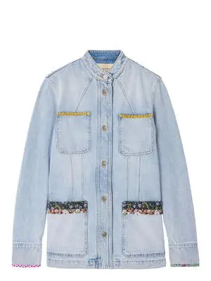 Valentino Garavani Embellished Denim Jacket - Blue