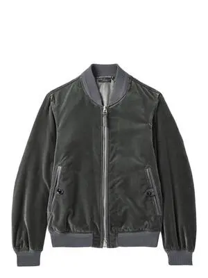 TOM FORD Cotton-velvet Bomber Jacket - Gray