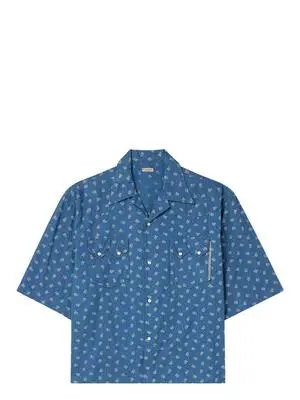 Kapital Camp-collar Cotton-dobby Shirt - Blue