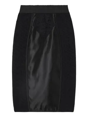 Dolce & Gabbana Paneled Satin And Lace Midi Skirt - Black