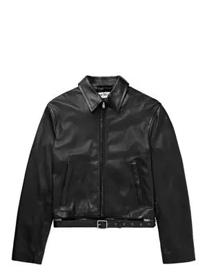 Acne Studios Lascari Slim-fit Belted Leather Jacket - Black