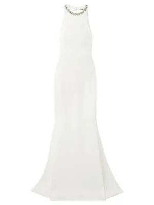 Givenchy Crystal-embellished Satin-crepe Halterneck Gown - Ivory