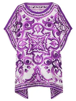 Dolce & Gabbana Printed Silk-satin Mini Dress - Purple