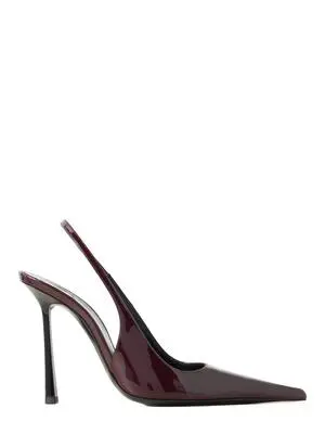 Saint Laurent Vendôme Glossed-leather Slingback Pumps - Burgundy