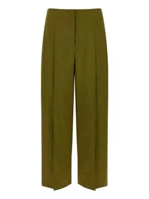 Theory Deep Pleat Wide Leg Trousers - Green