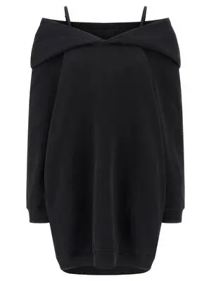 MAISON MARGIELA Off-shoulder Hooded Mini Dress - Black