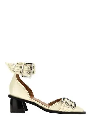 GANNI Buckle Open Cut Pumps - White