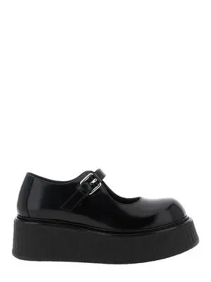 Moschino Leather Mary Jane With Wedge - Black
