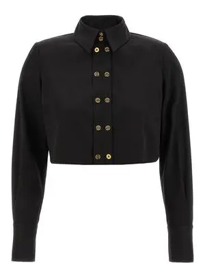 Elisabetta Franchi Cropped Cotton Shirt - Black